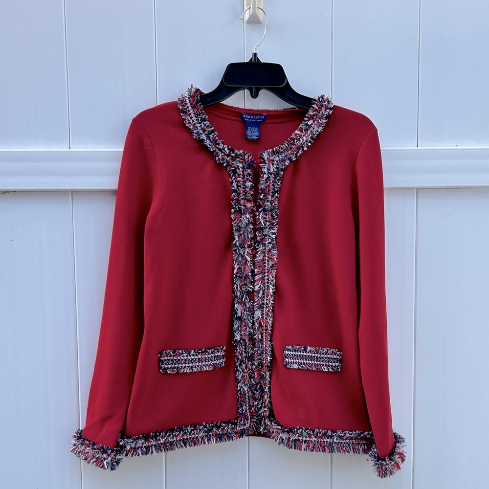 Doncaster Collection Fringe Red Blazer Sweater Jacket… - Gem
